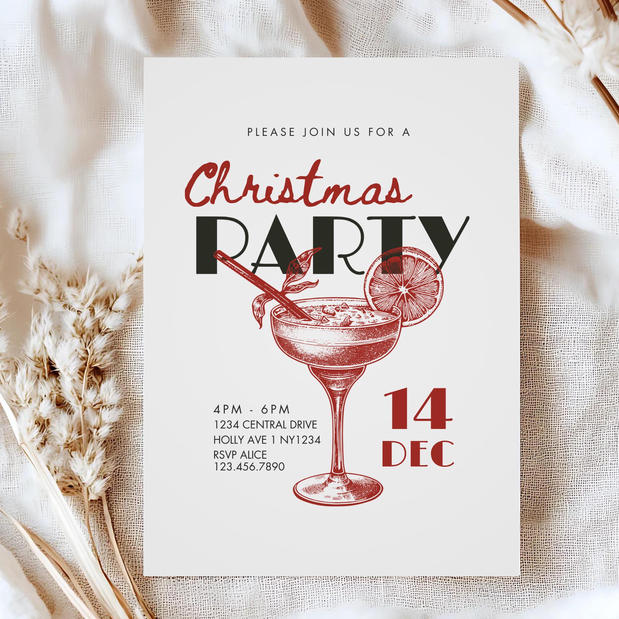 Christmas Cocktail Party Invitation, Editable Friendsmas Christmas ...