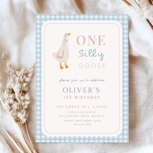 One Silly Goose Birthday Invitation Template, 1st Birthday Invitation ...