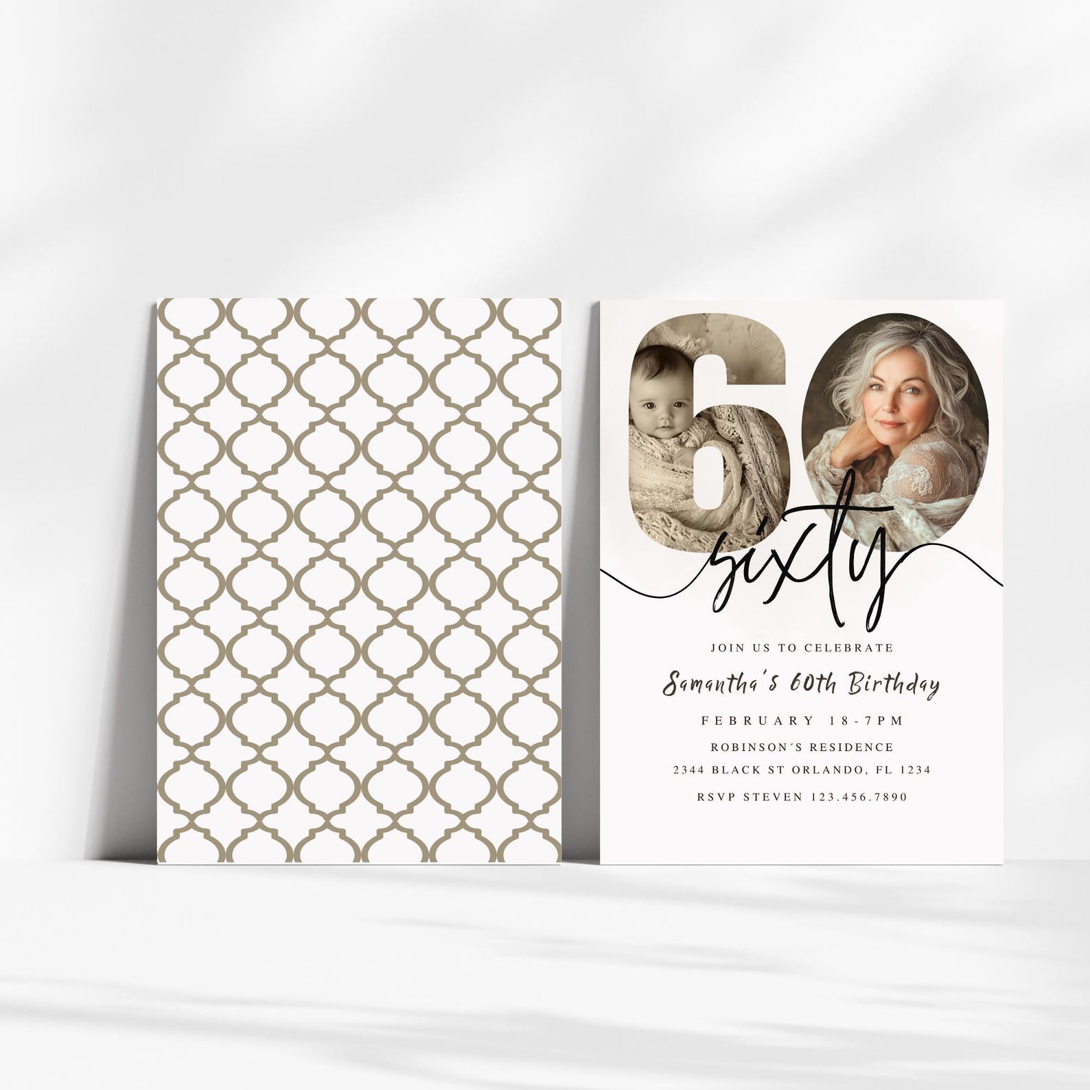 60th Birthday Invitation for Women, 60th Birthday Invitation With Photo ...