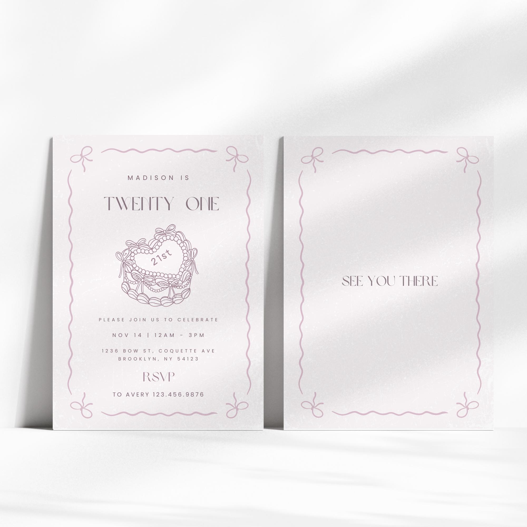 Retro Cake Birthday Invitation Invite Vintage 21st Retro Birthday ...