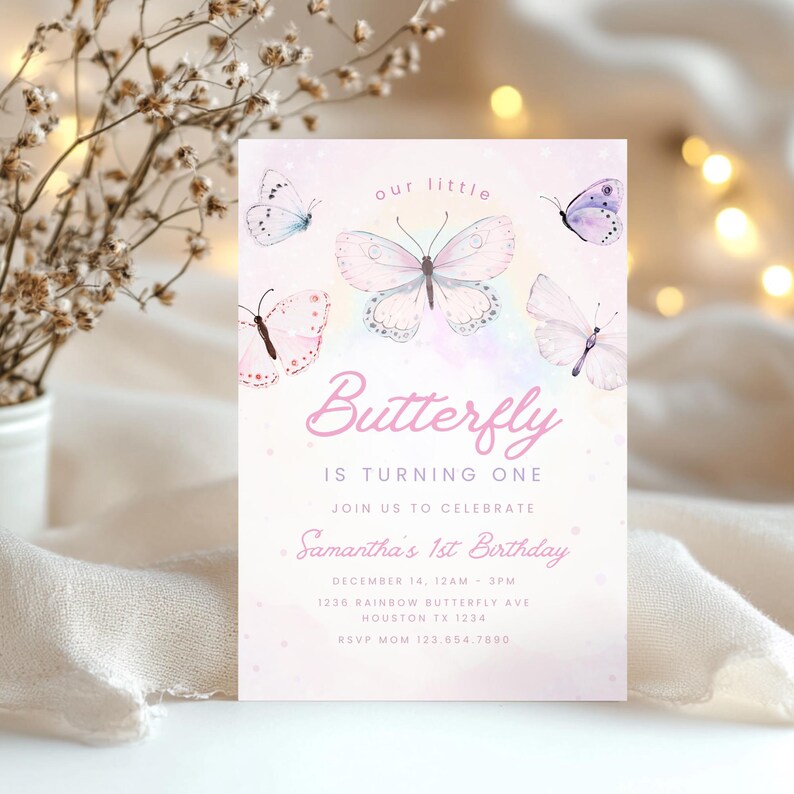 Butterfly Birthday Invitation, Girls Birthday Invitation Party ...