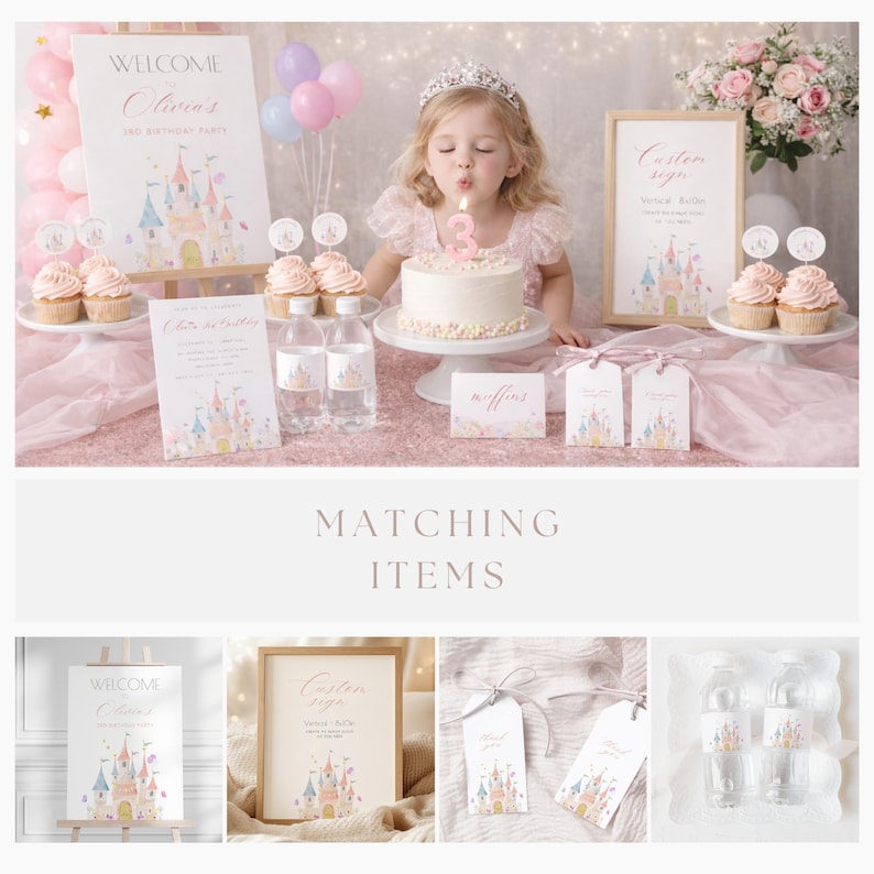 Princess Castle Birthday Invitation, Editable Template (digital ...