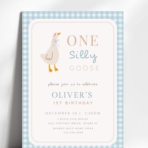 One Silly Goose Birthday Invitation Template, 1st Birthday Invitation ...