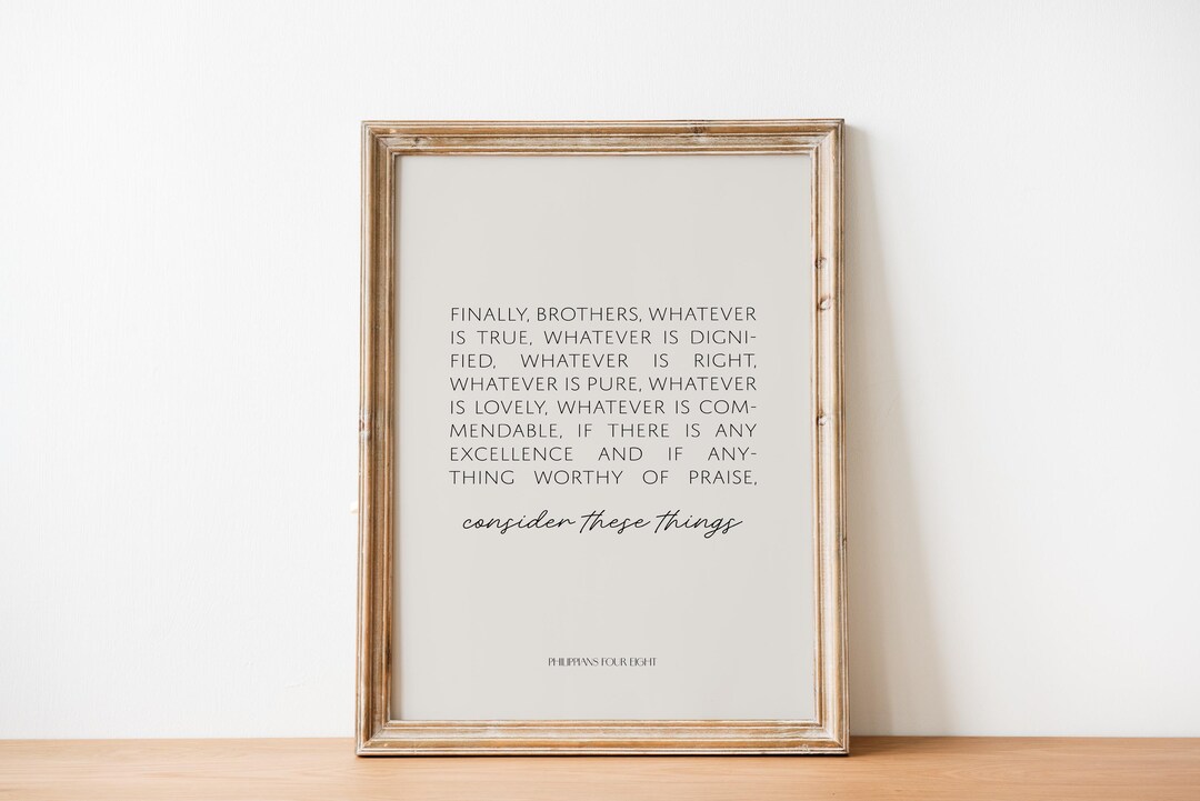 Philippians 4:8 Bible Verse Art Minimalist Scripture Print (digital ...