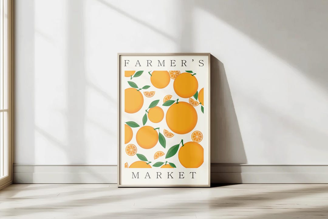 Orange Print | Farmer's Market Print | Kitchen Wall Decor | Modern ...