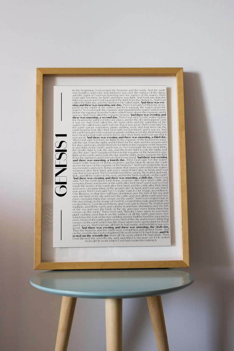 Genesis 1 , DIGITAL WALL ART, Bible Art, Printable, Jesus Art, Bible ...