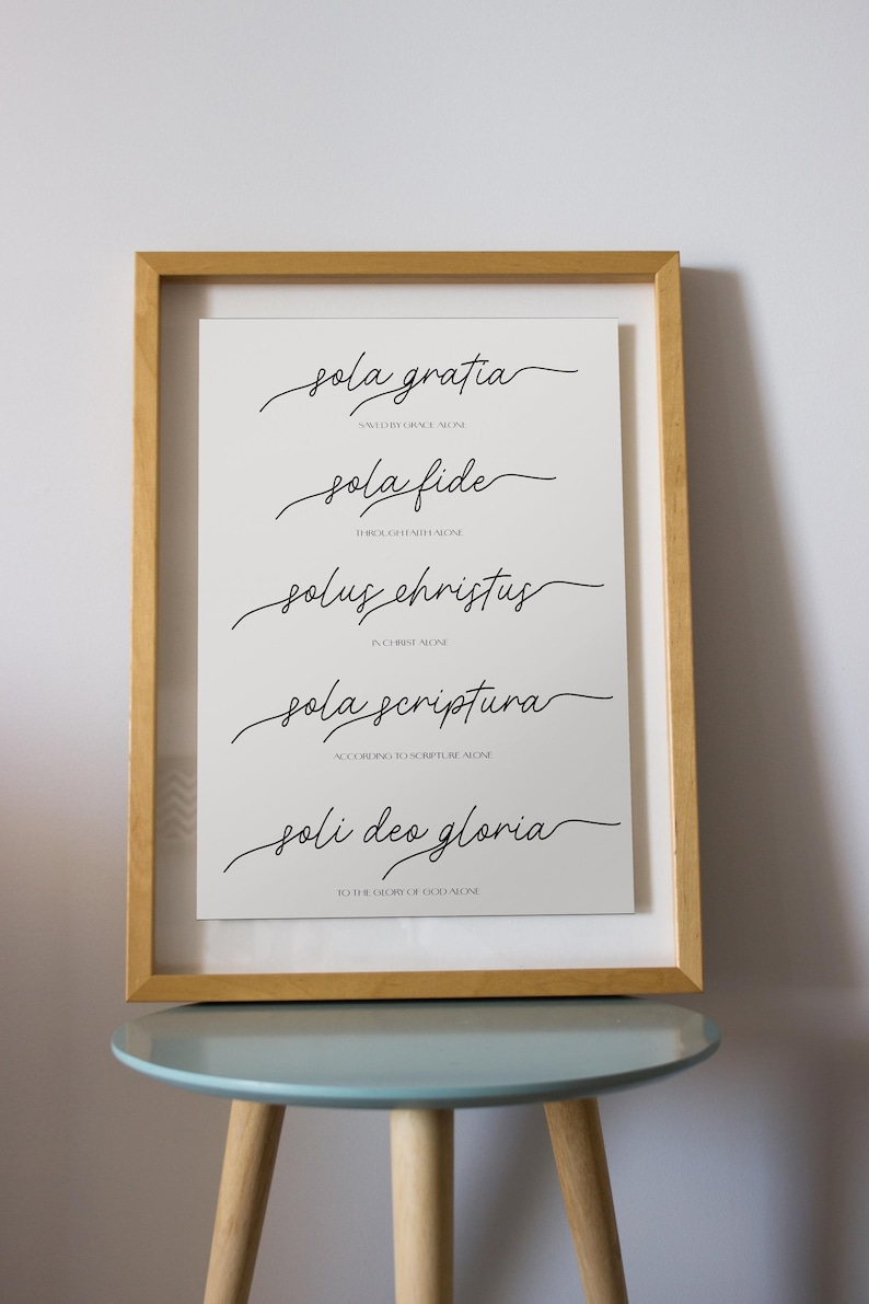 Five Solas of the Reformation Art Print: Minimalist Christian Theology ...