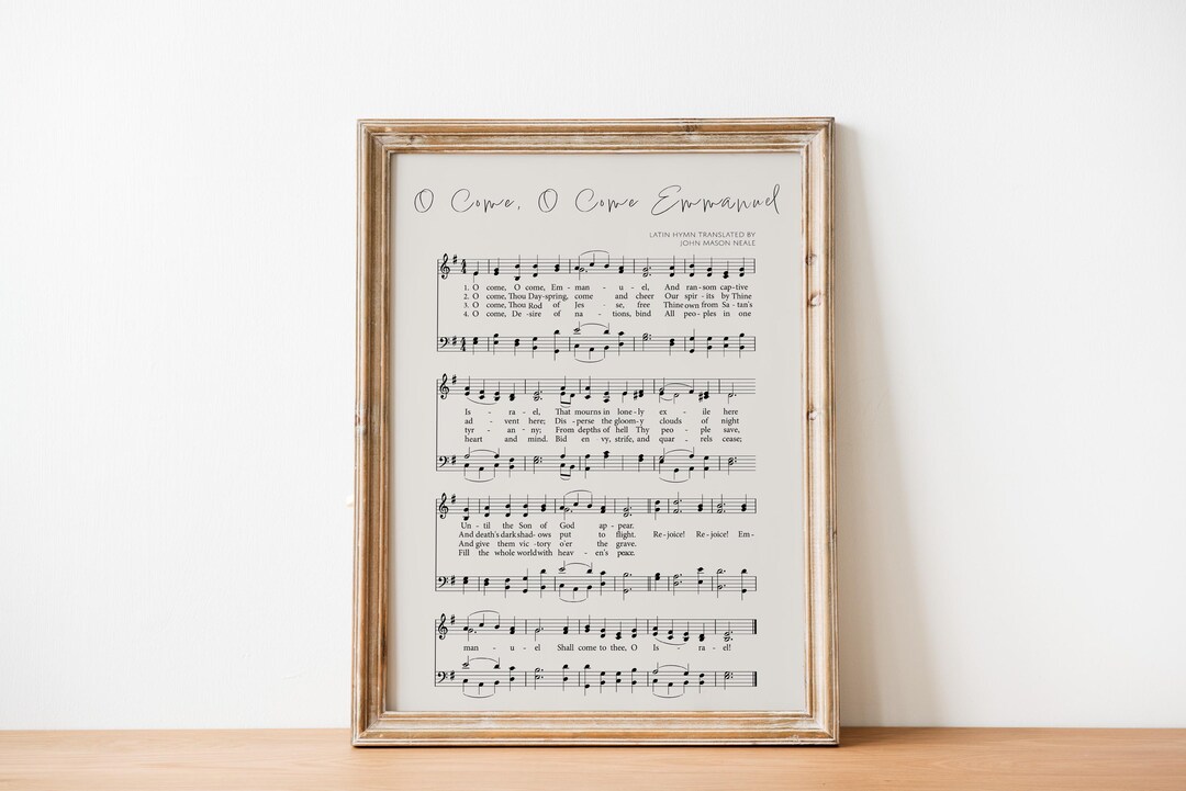 O Come, O Come, Emmanuel Sheet Music Art - Christmas Hymn Print ...