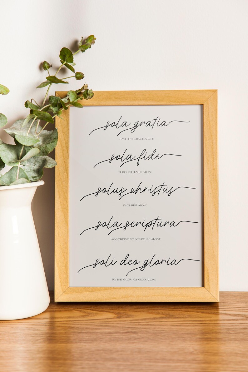 Five Solas of the Reformation Art Print: Minimalist Christian Theology ...