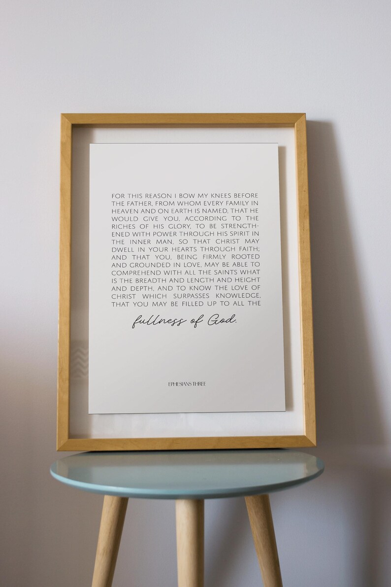 Ephesians 3:14-19 Bible Verse Art Minimalist Benediction Print (digital ...