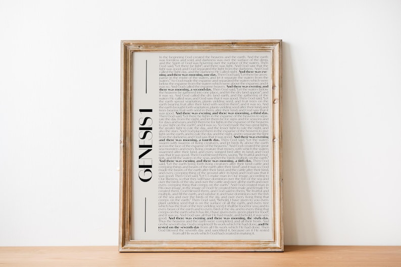 Genesis 1 , DIGITAL WALL ART, Bible Art, Printable, Jesus Art, Bible ...