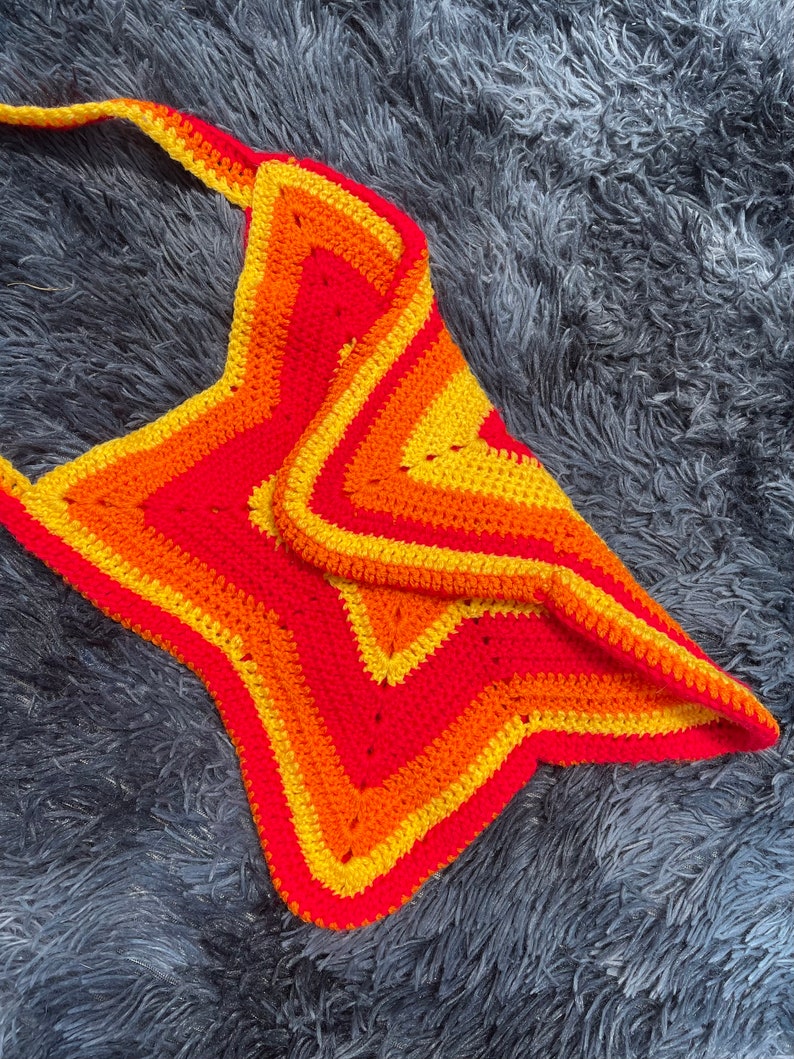 Crochet Star Tote Bag, Handmade, Beach Bag, Shoulder Bag, Double Sided ...