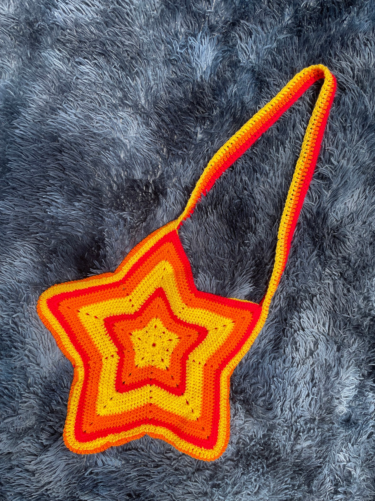 Crochet Star Tote Bag, Handmade, Beach Bag, Shoulder Bag, Double Sided ...