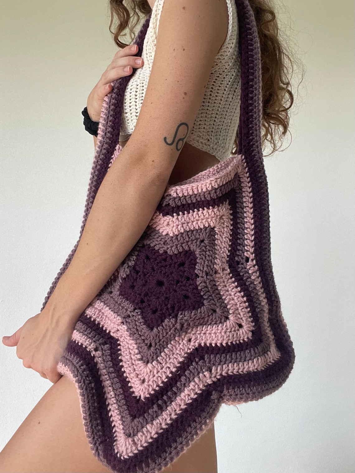 Crochet Star Tote Bag, Beach Bag, Shoulder Bag, Handmade, Star Purse ...