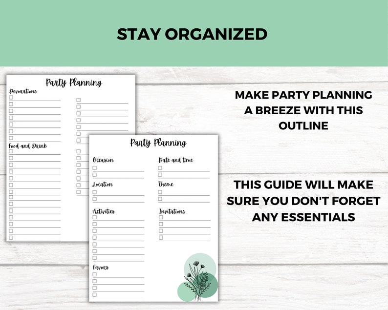 Printable Party Checklist Digital Party Planner Insert Organization ...
