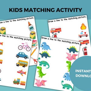 Preschool Educational Printable Worksheet, Preschool Matching and ...