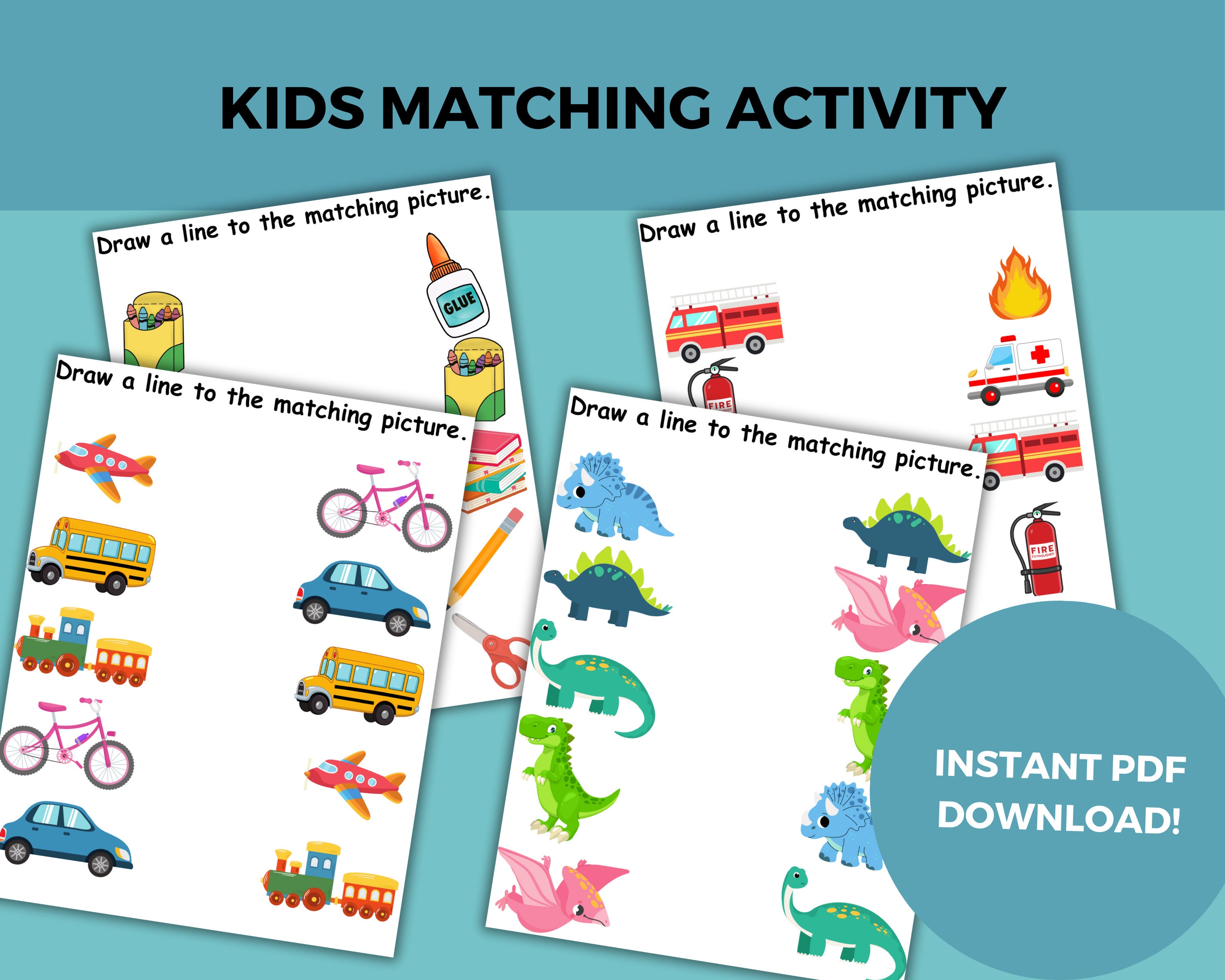 Preschool Educational Printable Worksheet, Preschool Matching and Learning, Printable Learning ...