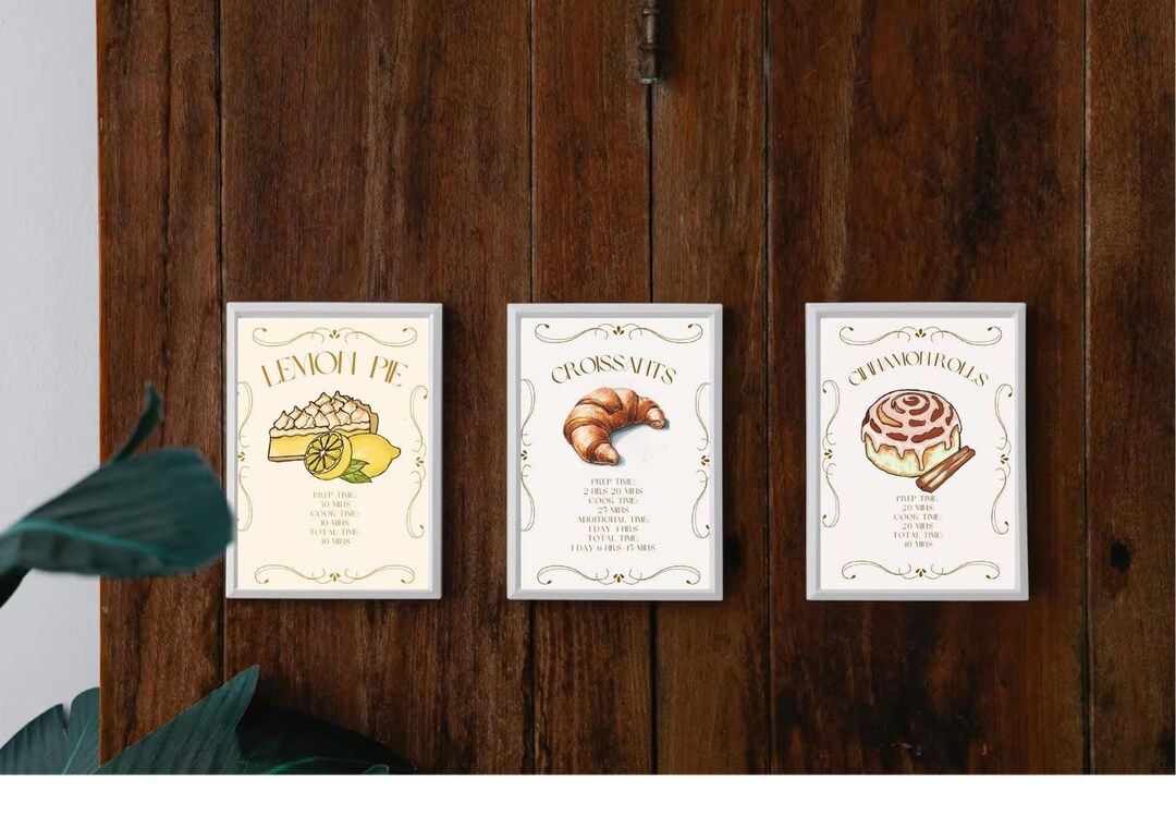 Sweet Treats Wall Poster Collection: Lemon Pie, Croissant, and Cinnamon ...