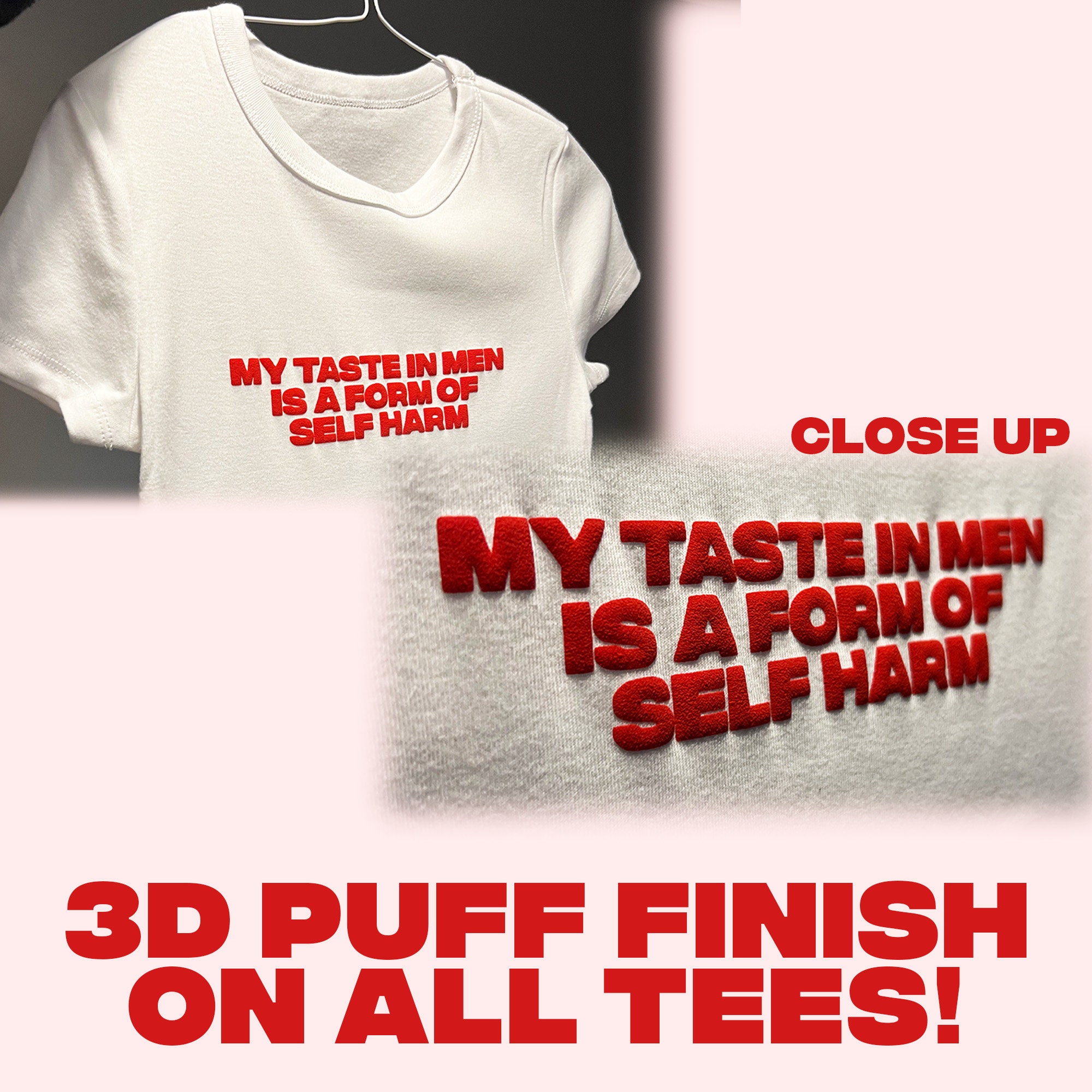 Y2K Baby Fitted Tee, Don't Bully Me 3D Puff Hand-printed Y2K Baby Tee ...