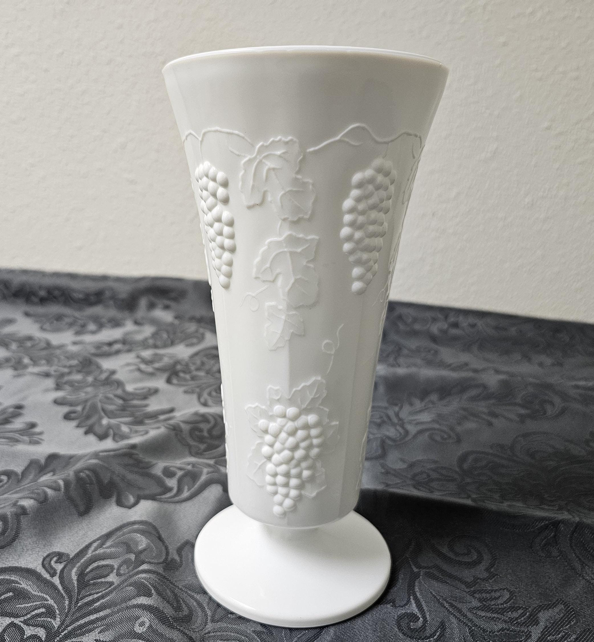Vintage Indiana Glass Co Milk Glass Vase Harvest Grape Pattern - Etsy
