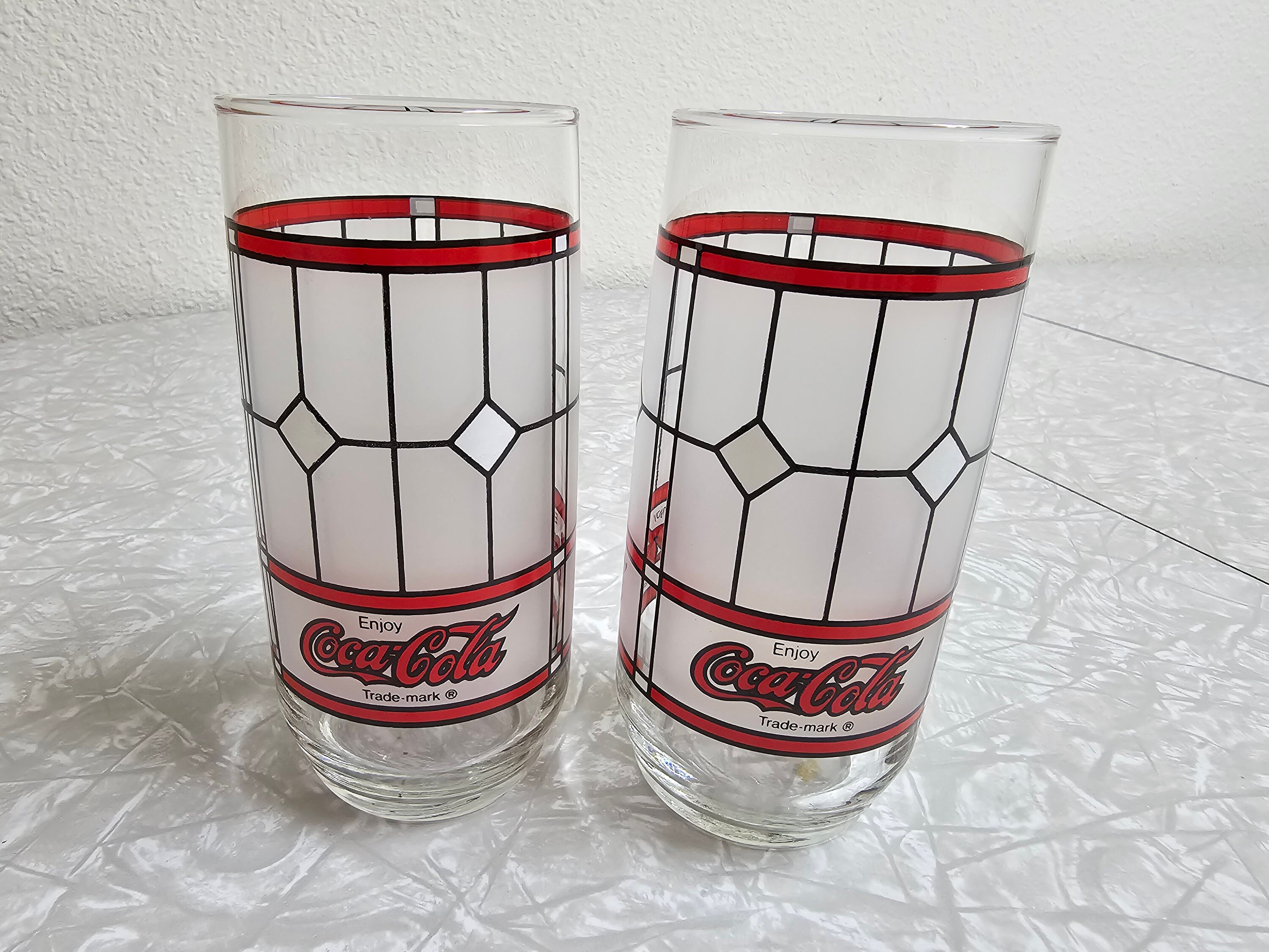 Set of 2 Vintage Stained Glass Coca Cola Drinking Glasses - Etsy