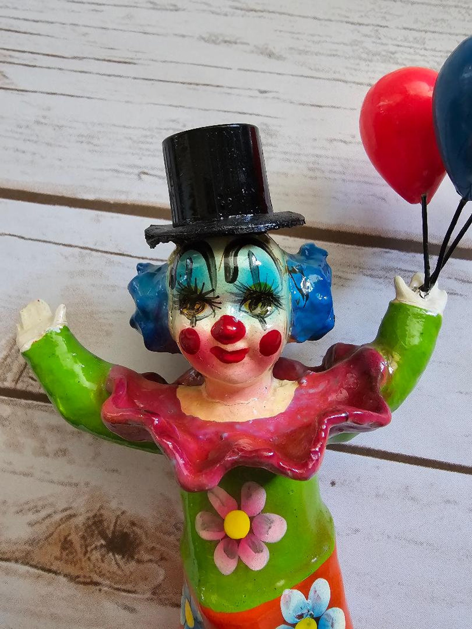 Vintage Whimsical Paper-mache Clown With Balloons - Etsy
