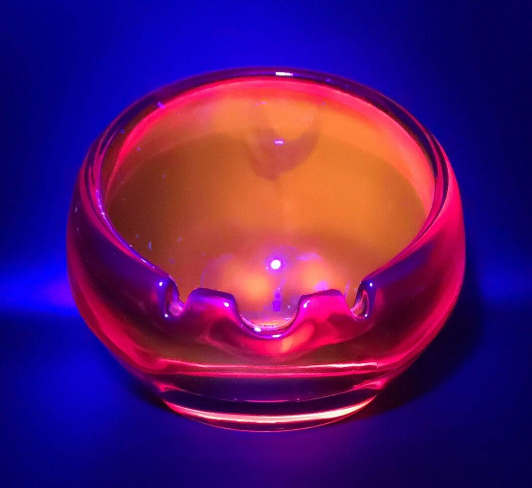 Vintage Viking Orb Ashtray Ruby Red Large 3 Slot Slanted Sphere Heavy ...