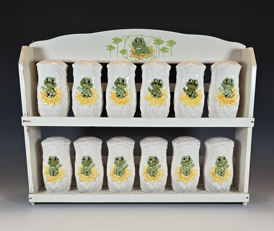 1976 Sears Roebuck Neil the Frog Spice Rack & 12 Spice Jars Set - Etsy