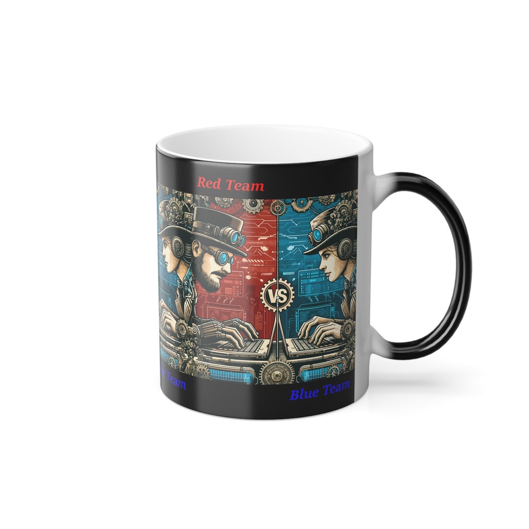 Color Changing Mug: Steampunk red Vs Blue Cybersecurity Mug, Ethical ...