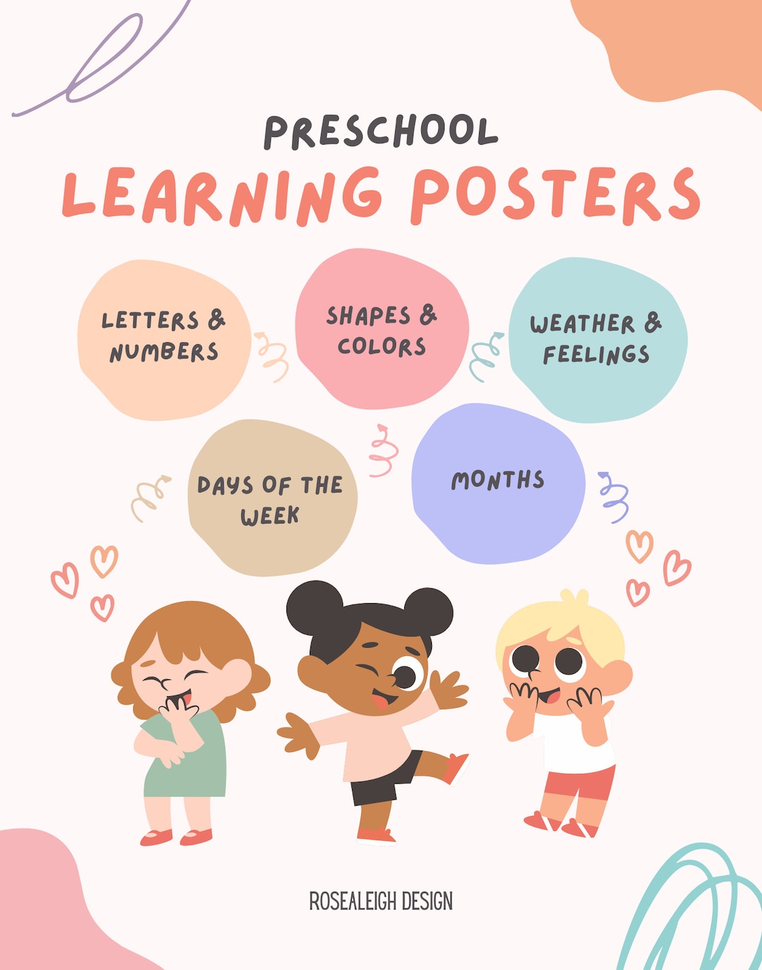 Set of 8 Preschool Learning Posters. Classroom Posters. Homeschool ...