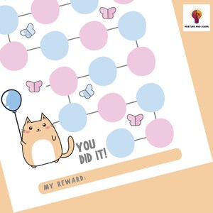 Cute Cat Reward Chart, Sticker Chart, Toddler, Preschool Kids, Letter ...