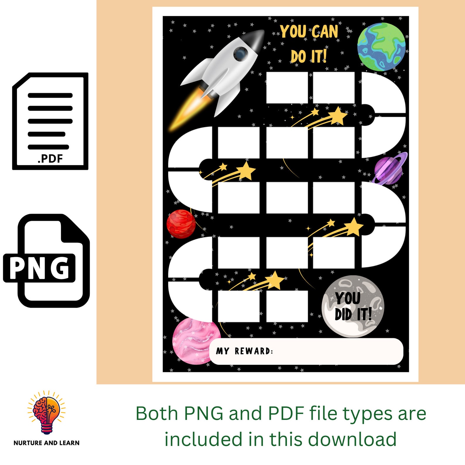 Space Reward Chart, Sticker Chart, Toddler, Preschool Kids, Letter & A4 ...