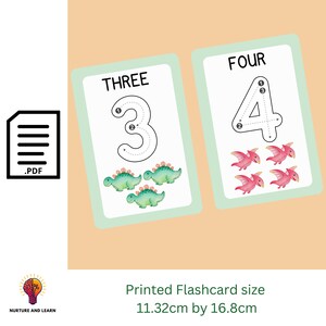 Dinosaur Number Tracing & Counting Flashcards: Fun Dinosaur Learning ...