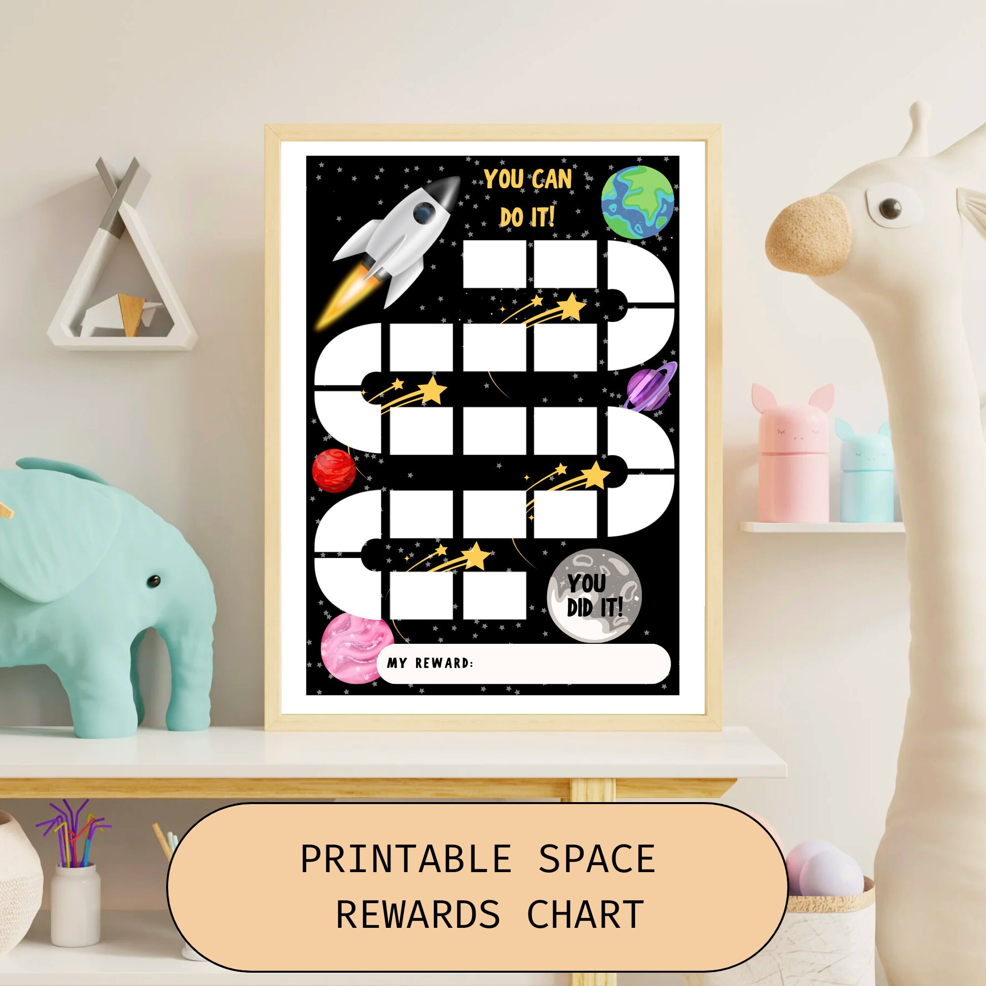 Space Reward Chart, Sticker Chart, Toddler, Preschool Kids, Letter & A4 ...