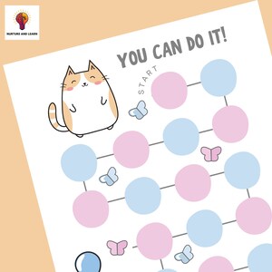 Cute Cat Reward Chart, Sticker Chart, Toddler, Preschool Kids, Letter ...