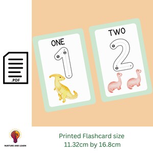 Dinosaur Number Tracing & Counting Flashcards: Fun Dinosaur Learning ...