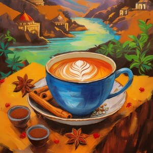Vibrant Indian Masala Chai Art Print Colourful Chai Tea Illustration ...