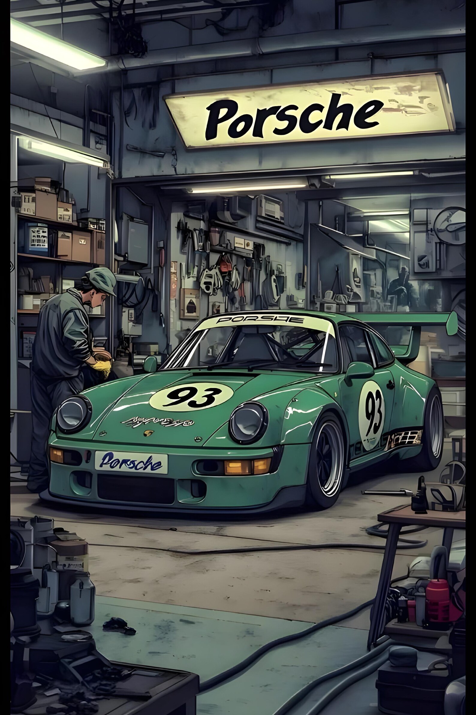Vintage Porsche Garage Print: Retro Race Car Art (digital Download) - Etsy