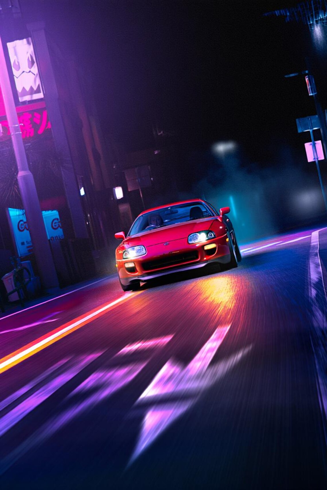 Toyota Supra Cyberpunk Art Print: Neo-tokyo Night Drive (digital ...