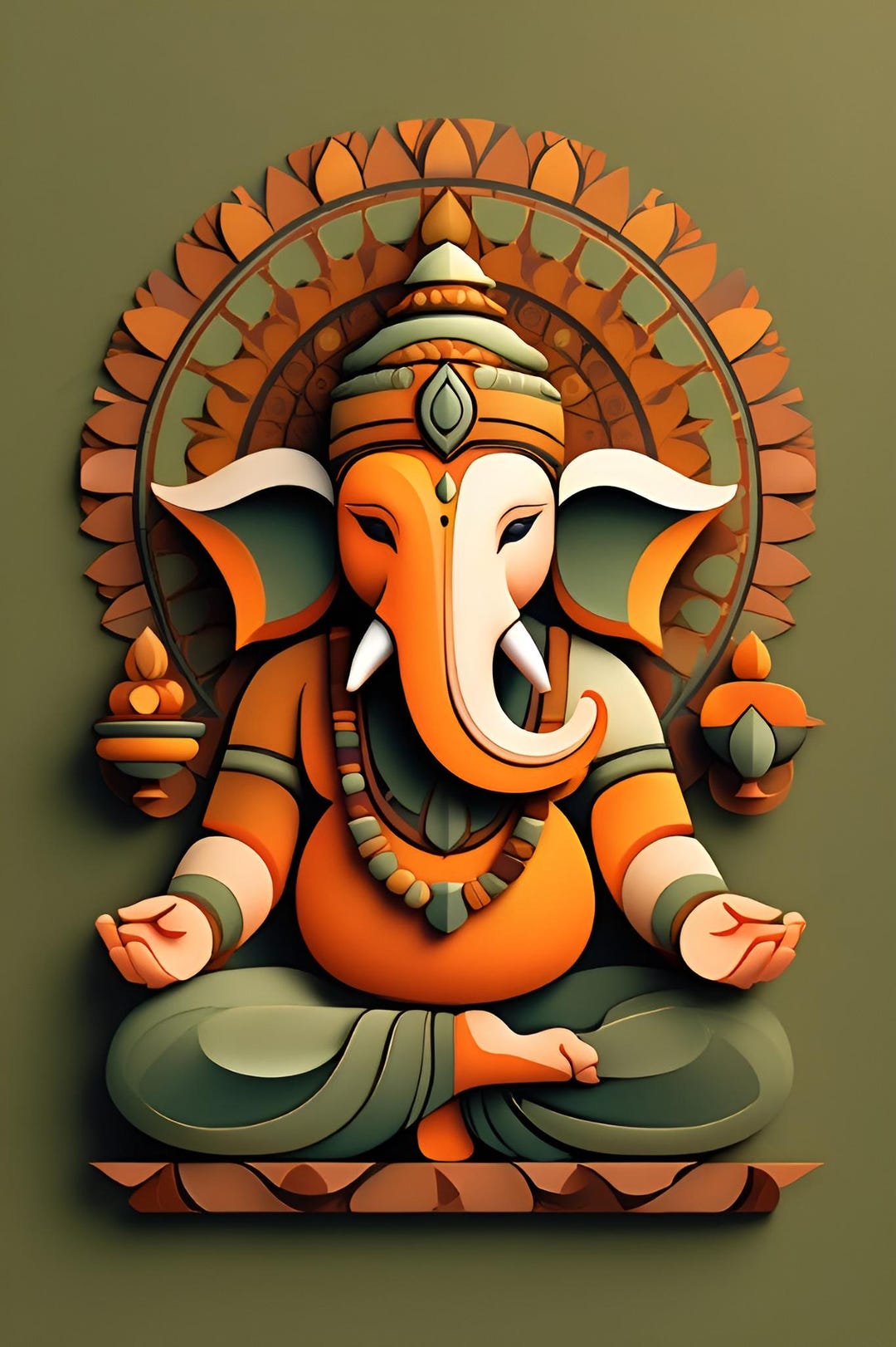 Ganesha Meditative Art - Hindu Deity Print - Spiritual Wall Decor ...