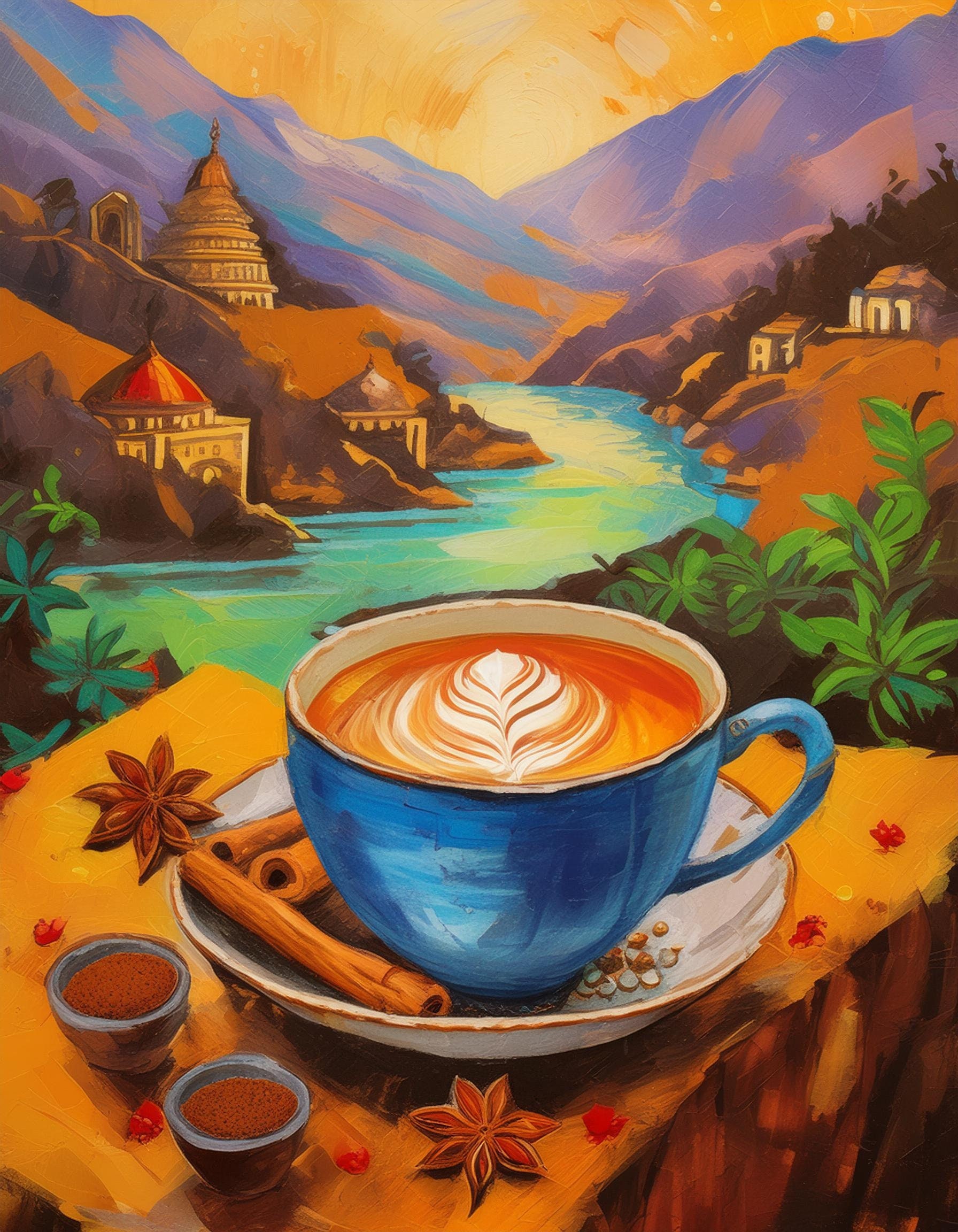 Vibrant Indian Masala Chai Art Print - Colourful Chai Tea Illustration ...