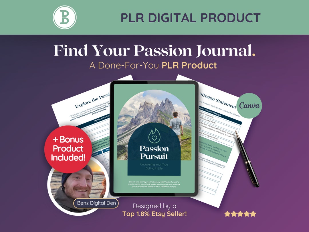 PLR Find Your Passion Journal: Printable Self Development, Mindfulness ...