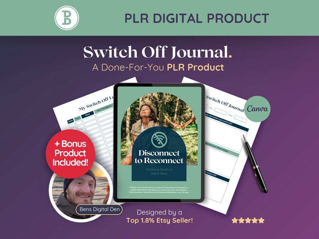 PLR Switch off and Digital Detox Journal: Printable Self-care and ...