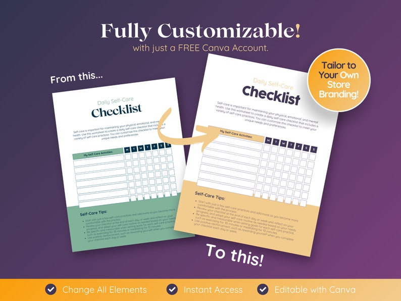 PLR Health & Wellness Checklists: Printable Self Care, Personal ...