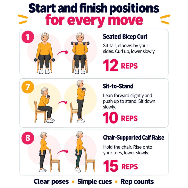 Senior Dumbbell Workout Plan, Printable Workout Tracker, Chair ...