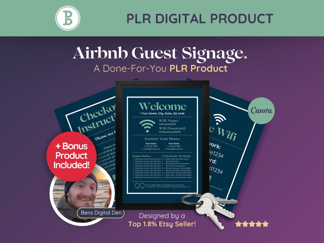PLR Airbnb Information Signs: Printable Vacation Rental, Welcome, VRBO ...