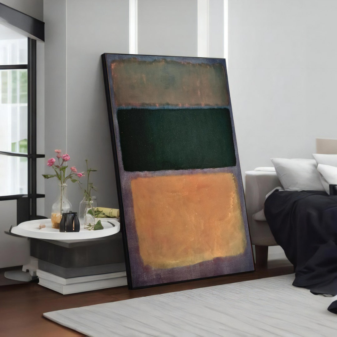 Modern Art Abstract Canvas - Rothko Style Green & Orange Painting ...