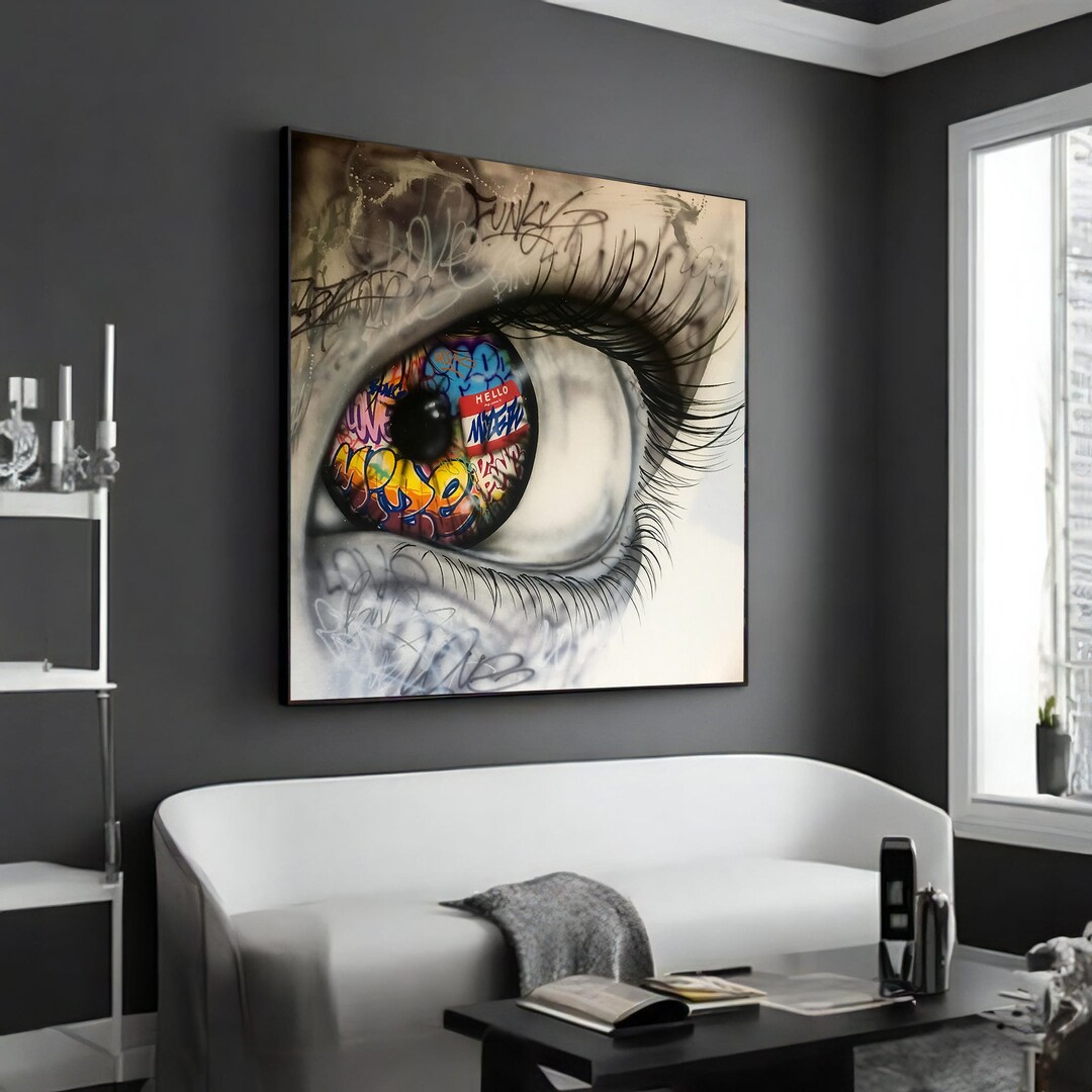 Depths of Visual Art: Graffiti-themed Eye Painting - Canvas Wall Decor ...