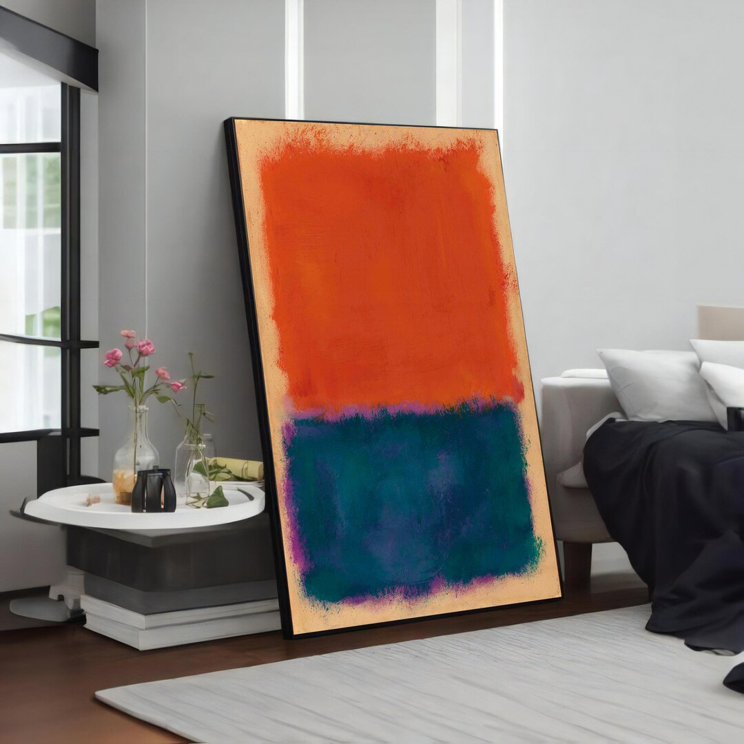 Power of Contrast: Mark Rothko Inspired Orange & Blue Abstract Canvas ...