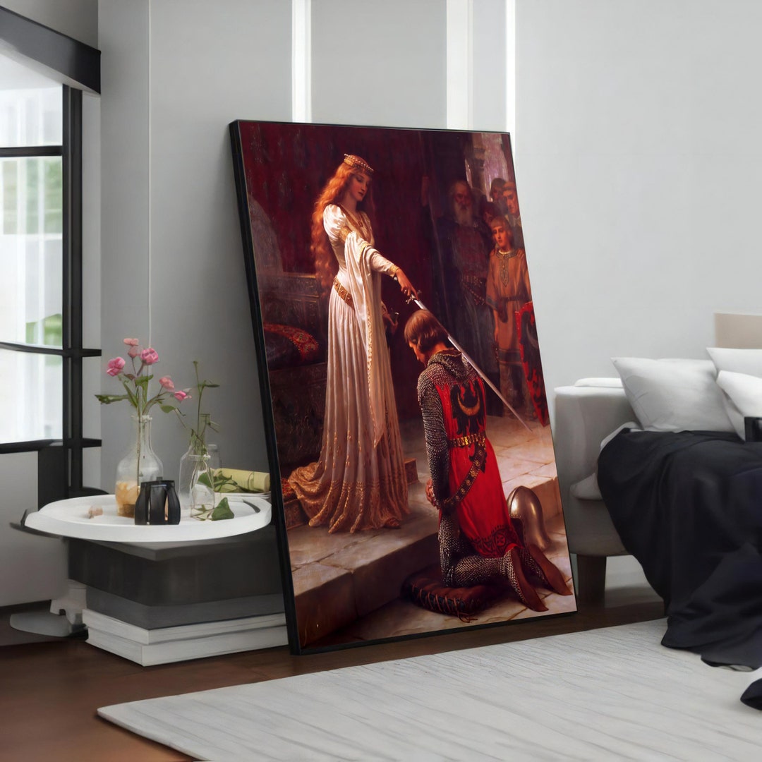 The Accolade - Edmund Leighton’s Knight Honored Canvas Painting ...